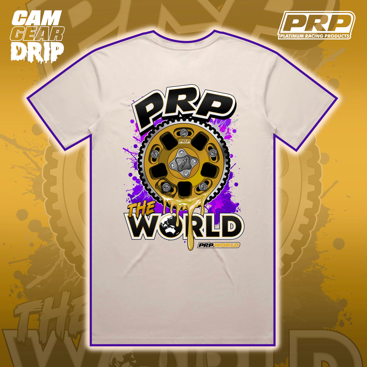 PRP Gold Cam Gear Drip Bone Shirt — Platinum Racing Products