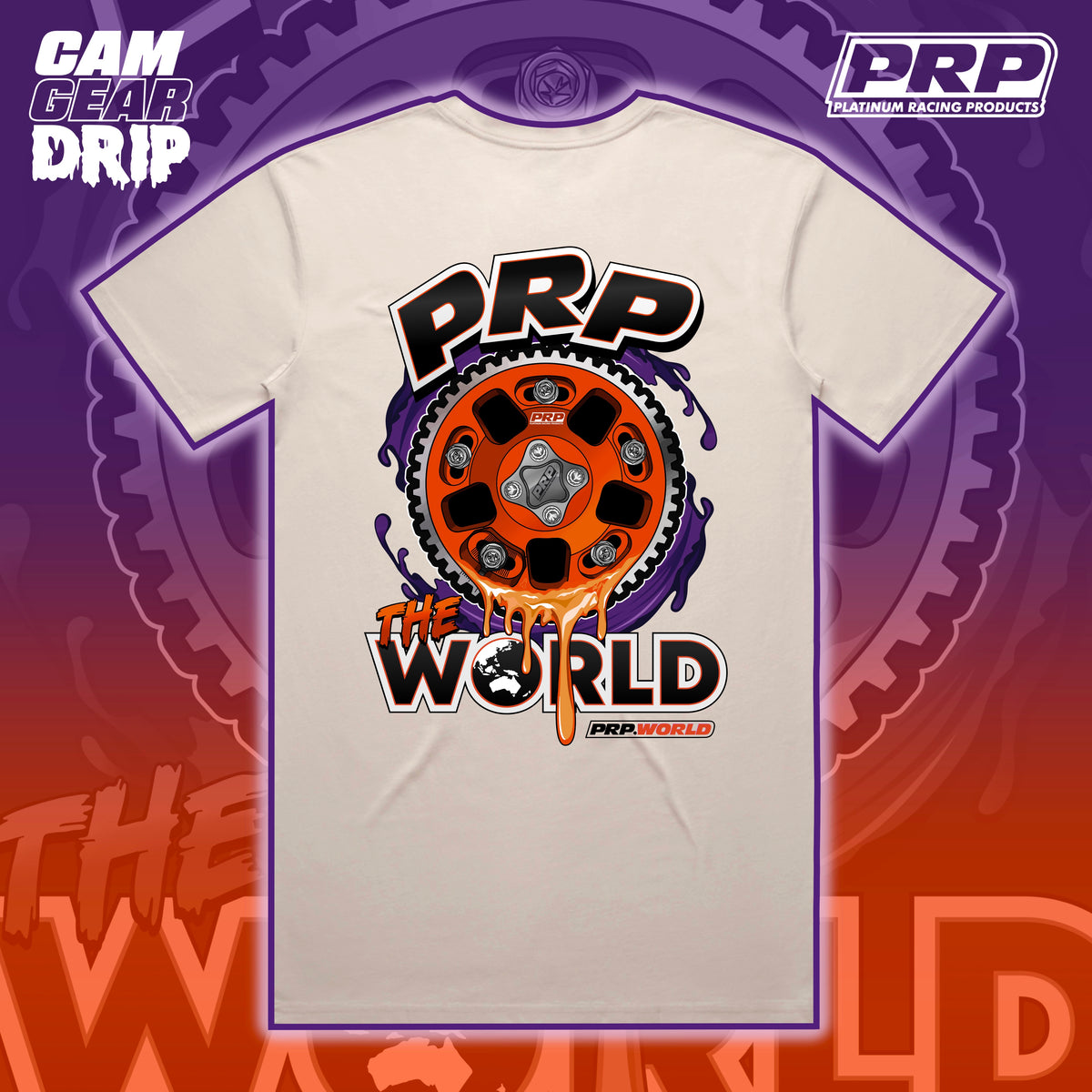 PRP Orange Cam Gear Drip Bone Shirt — Platinum Racing Products