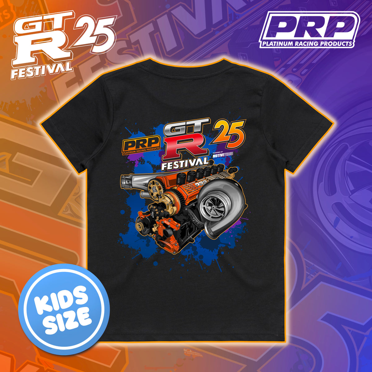 PRP 2025 GTR Festival Engine Kids Shirt — Platinum Racing Products